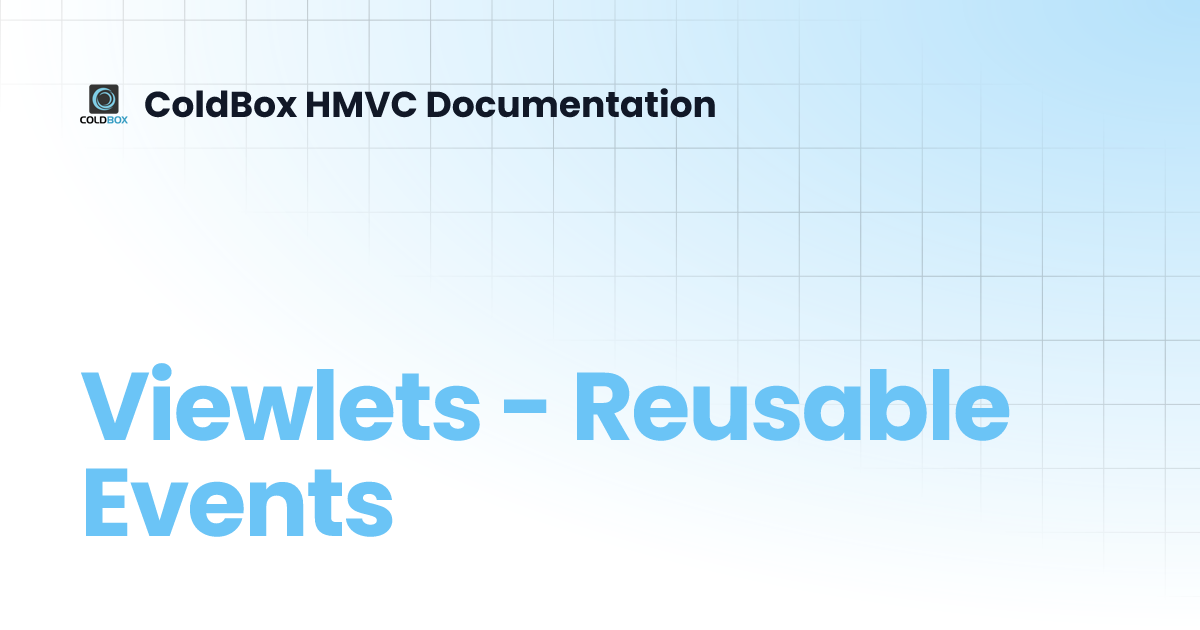 Viewlets - Reusable Events | ColdBox HMVC Documentation